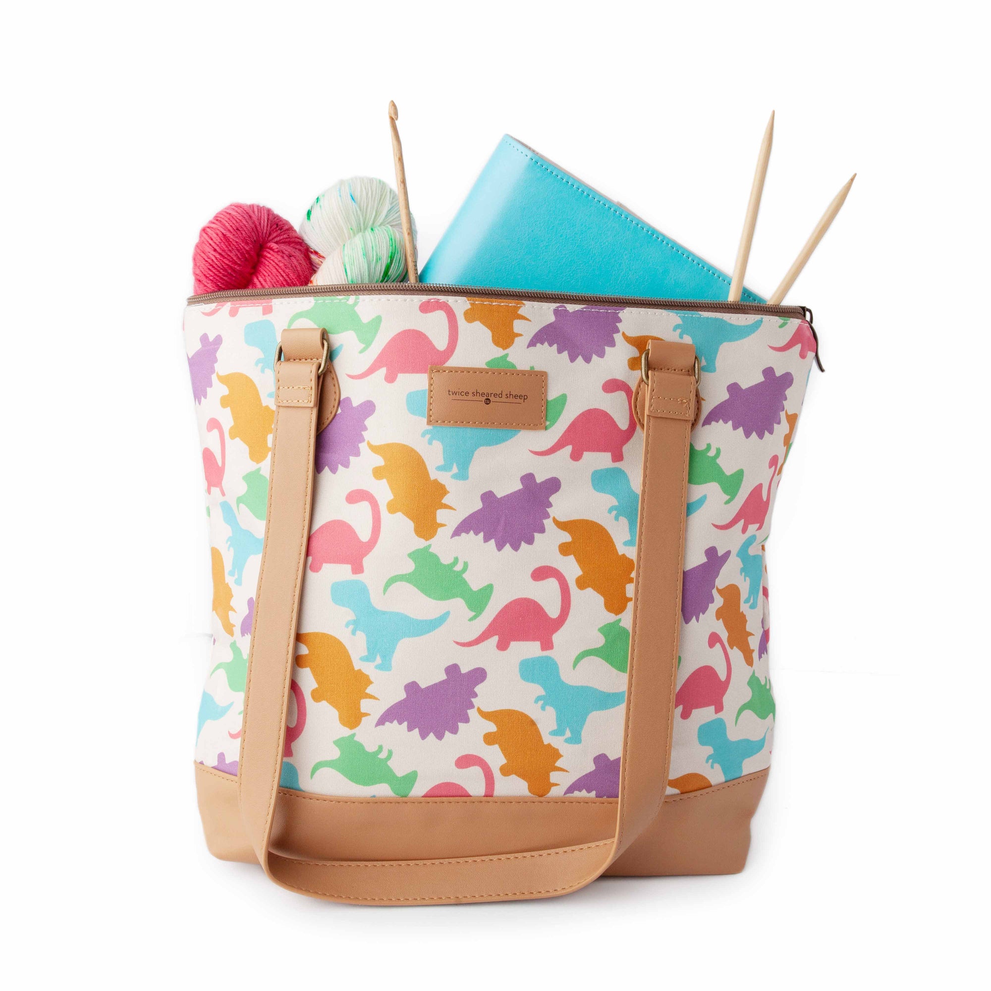 Dino Mega Trinity Bag – Large Zippered Knitting Project Bag - Twice ...
