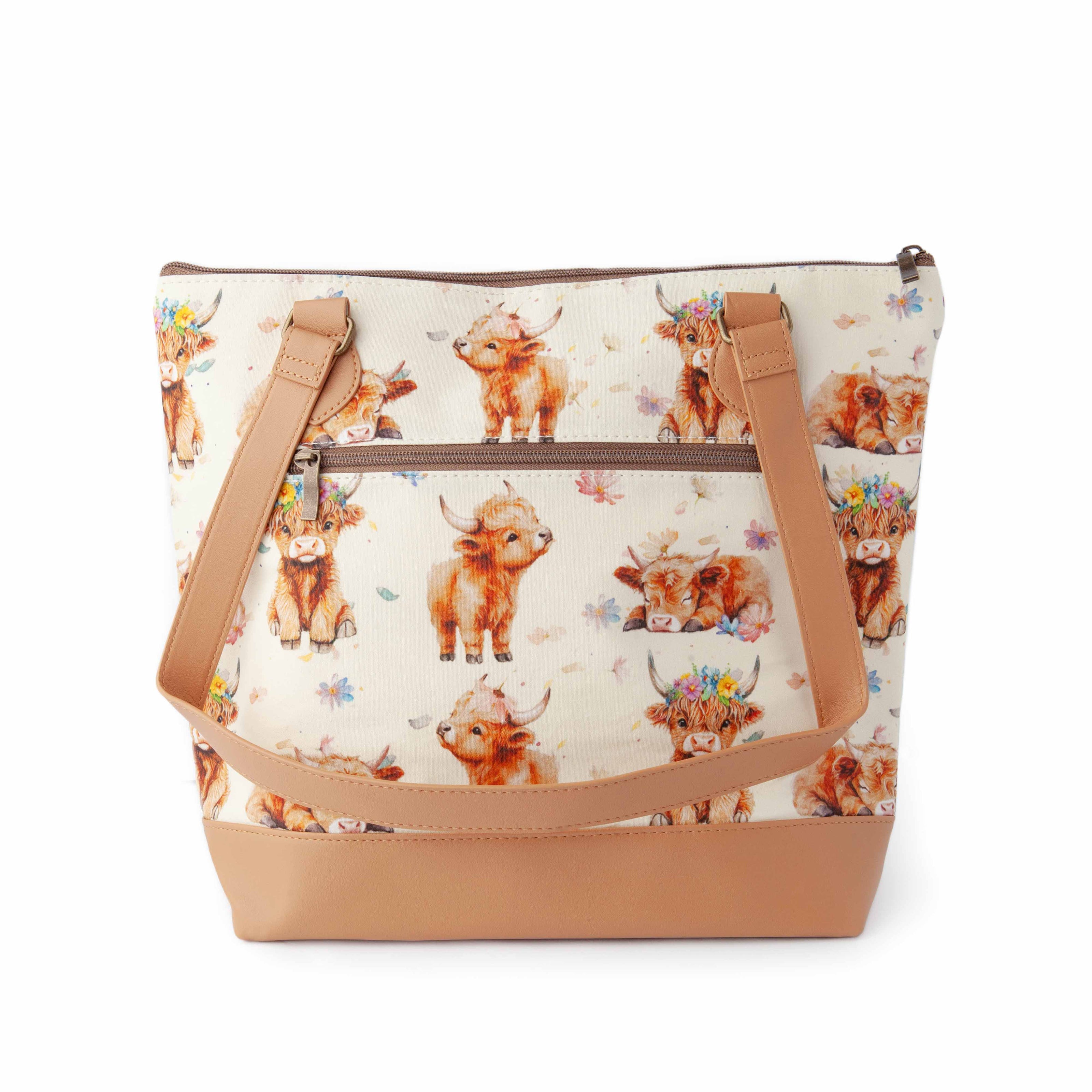 Maisy Highland Cow Mega Trinity Bag – Large Zippered Knitting Project ...
