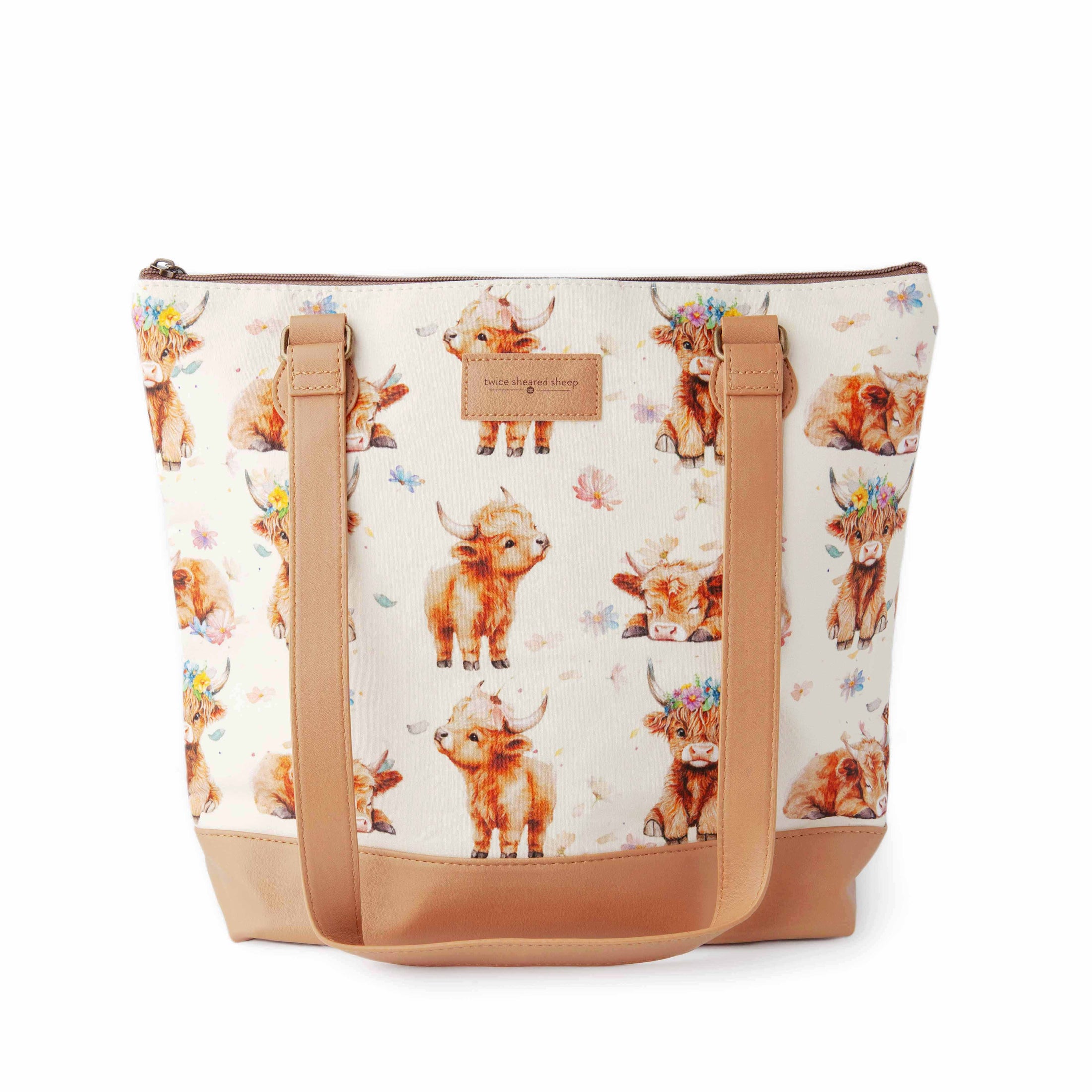 Maisy Highland Cow Mega Trinity Bag – Large Zippered Knitting Project ...