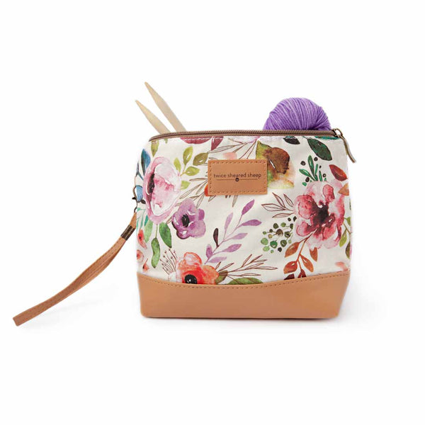 Mini Trini Bag – Small Zippered Sock Project Bag - Spring Floral ...